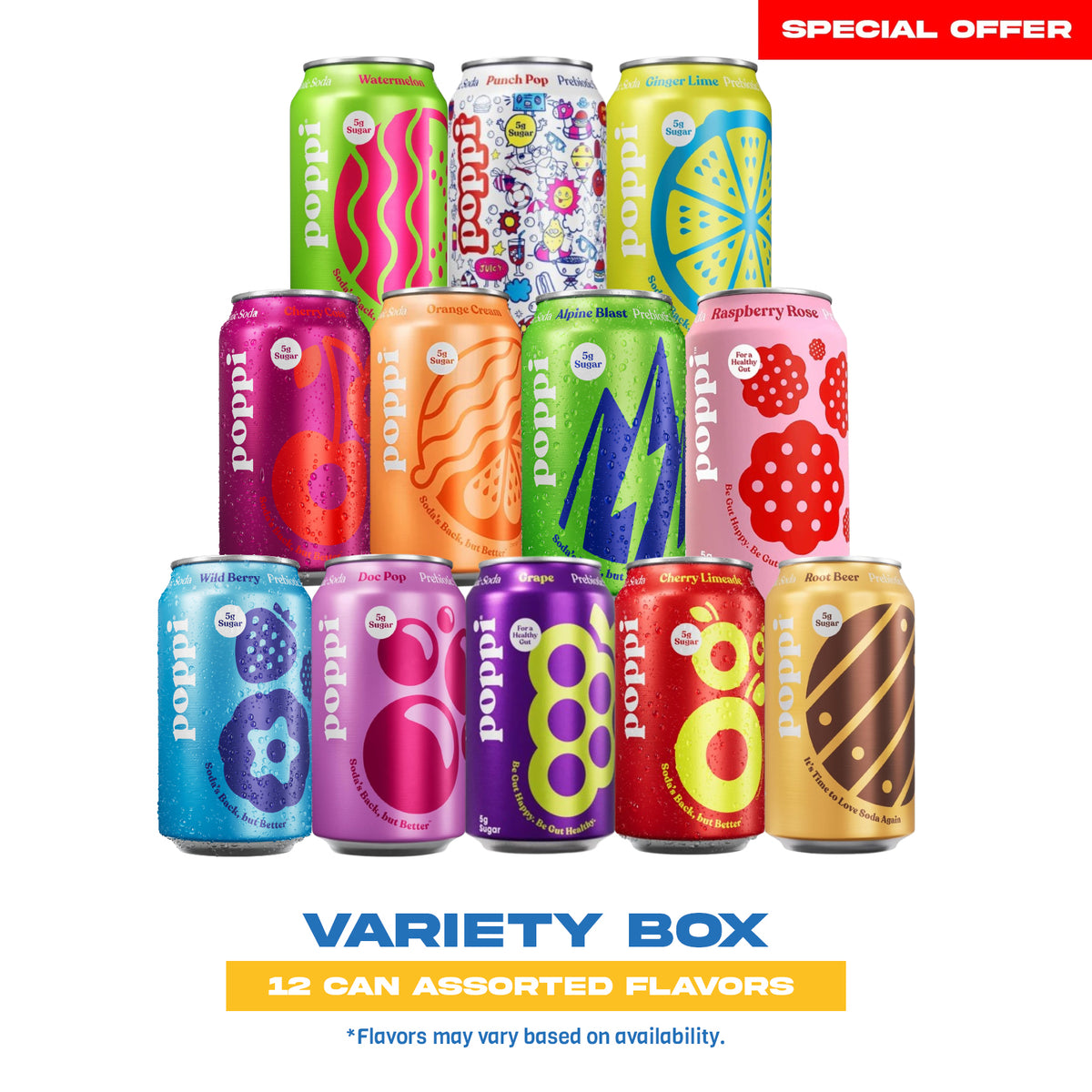 Poppi Probiotic Drink Variety 354 ml Box - Assorted Pack of 12 – Klouds